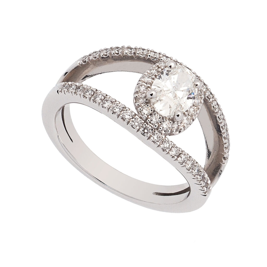 Anillo de oro blanco y diamantes – Joyería Pérez